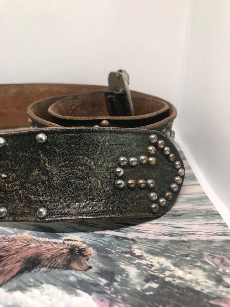 Antique 1920’s Studded Western Belt With Jewel Cowboy Buckle - Etsy