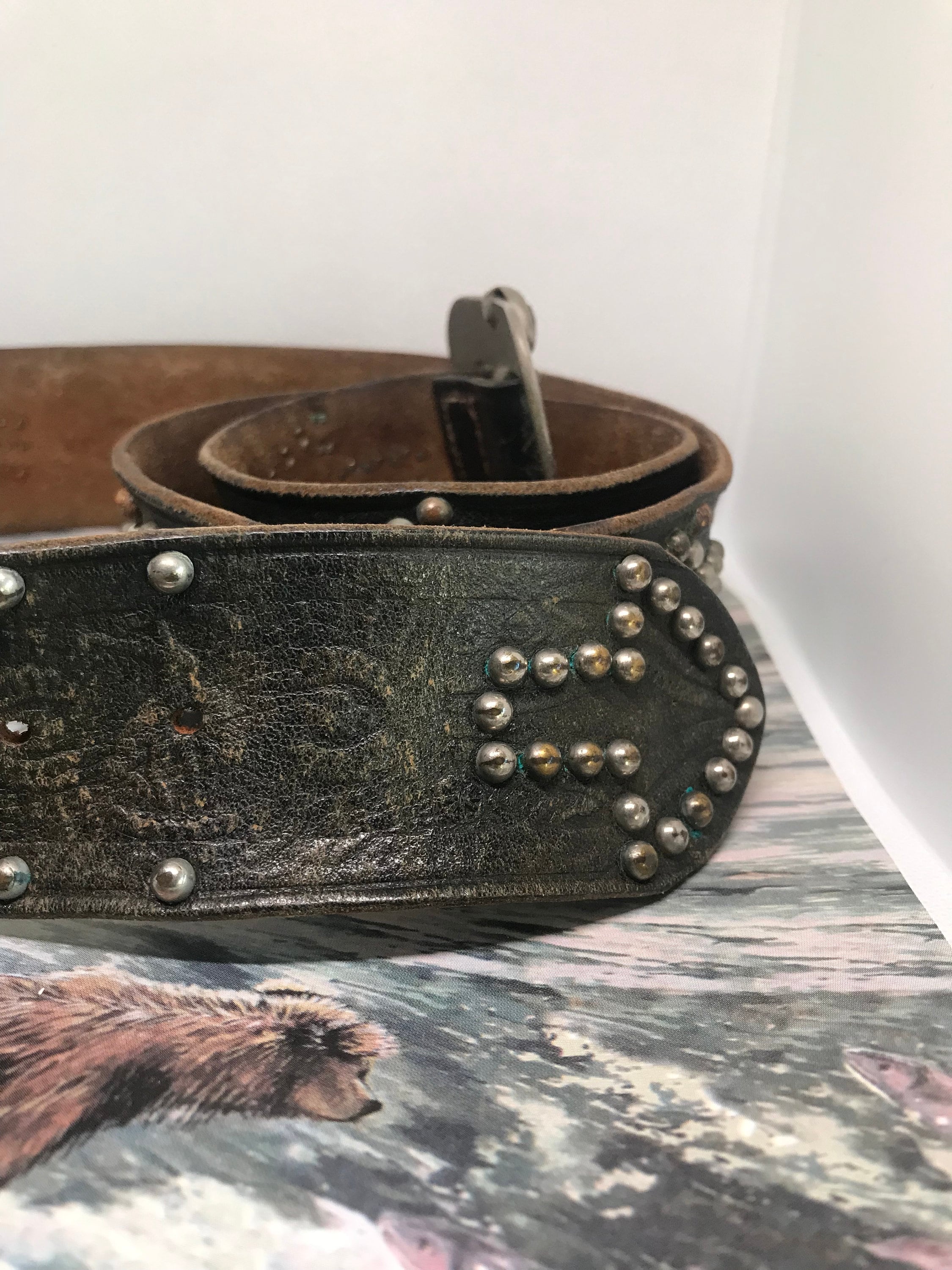 Antique 1920’s Studded Western Belt With Jewel Cowboy Buckle - Etsy