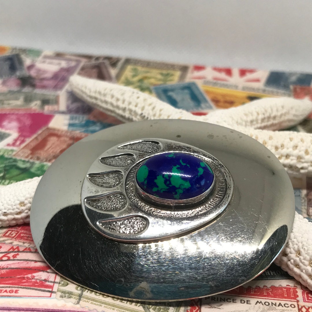 Vintage Shay James SJ Signed Bear Pawn Azurite Malachite - Etsy