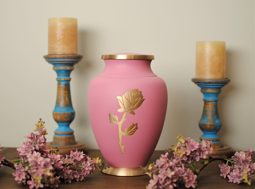 Golden Rose : Blush Pink Cremation Urn for Human Ashes | Adult Brass ...