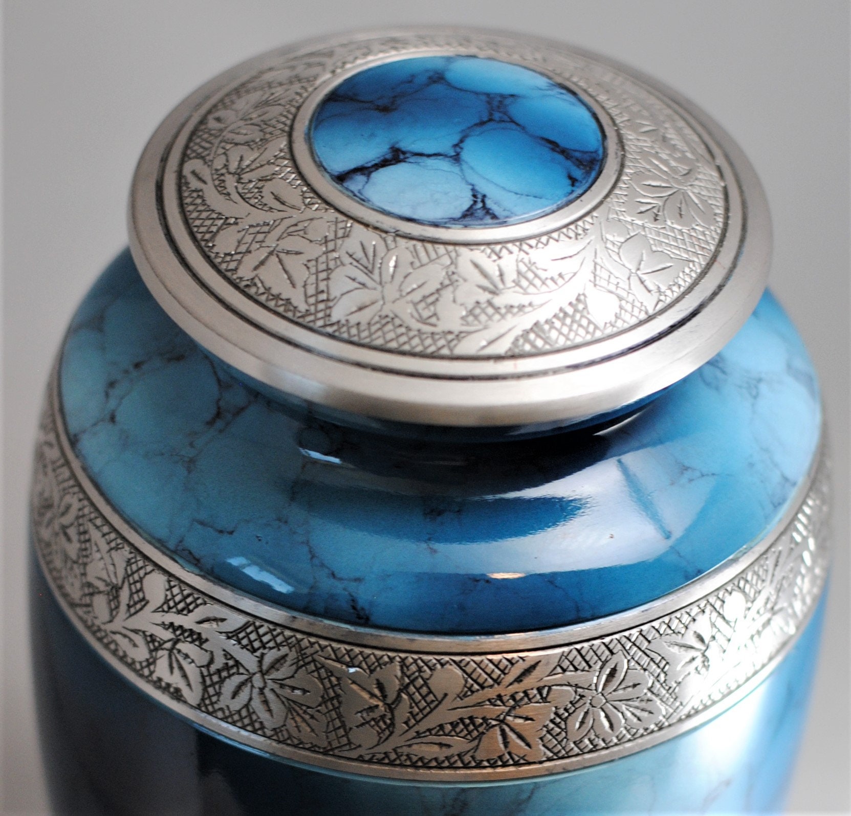 Cloudy Blue Turquoise : Cremation Urn for Human Ashes | Handcrafted ...