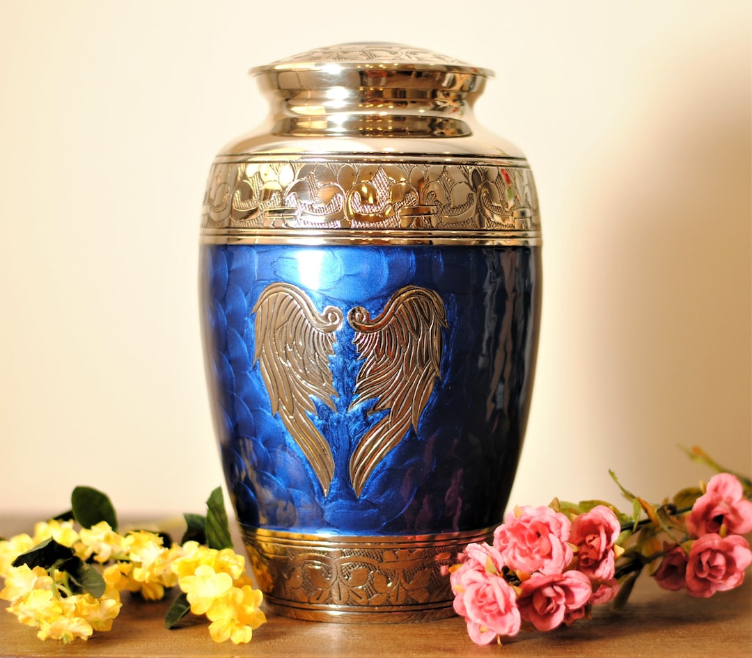 Celestial Wings : Cremation Urn for Human Ashes | Adult Memorial Blue ...