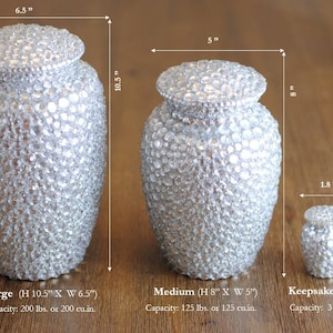 Diamond Sprinkled Cremation Urn: Crystal Studded Handcrafted Keepsake ...