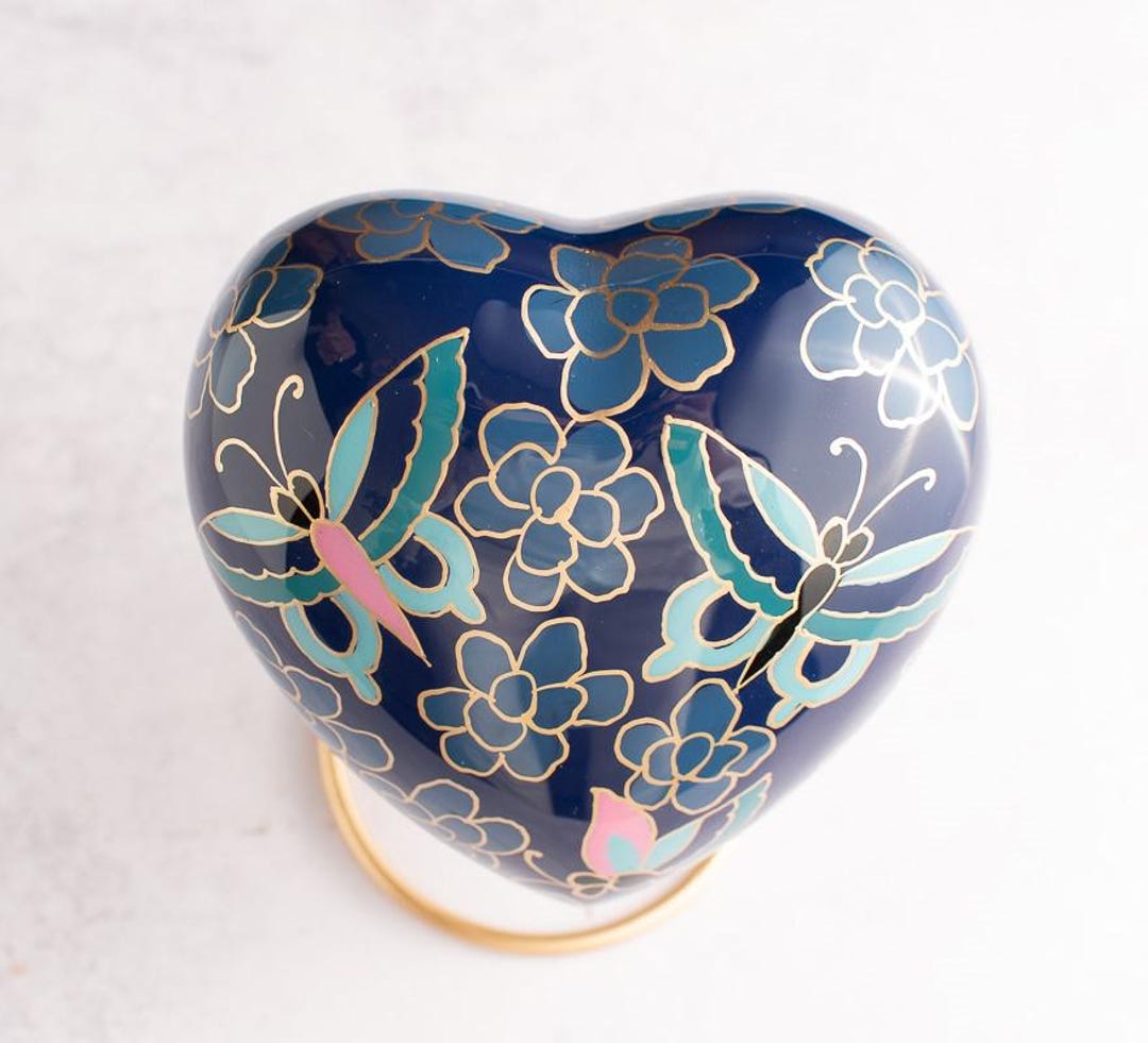 Cloisonné Cremation Heart Urn for Human Ashes | Hand Painted Classical ...