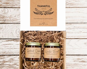 Fall Thankful for You Gratitude Gift Box Set of Soy Candles | Etsy