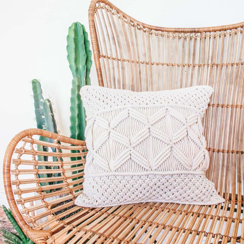 Macrame Throw Pillow Cover 18 Boho Pillow Cover | Etsy