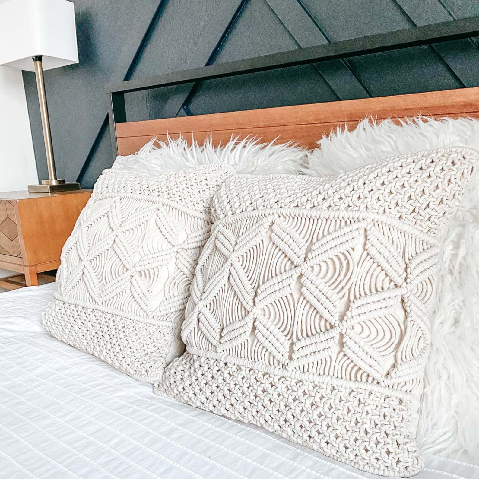 Macrame Throw Pillow Cover 18 Boho Pillow Cover | Etsy