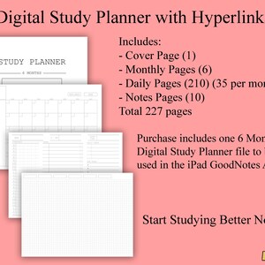 6 Month Digital Student Study Planner With Hyperlinks for iPad ...