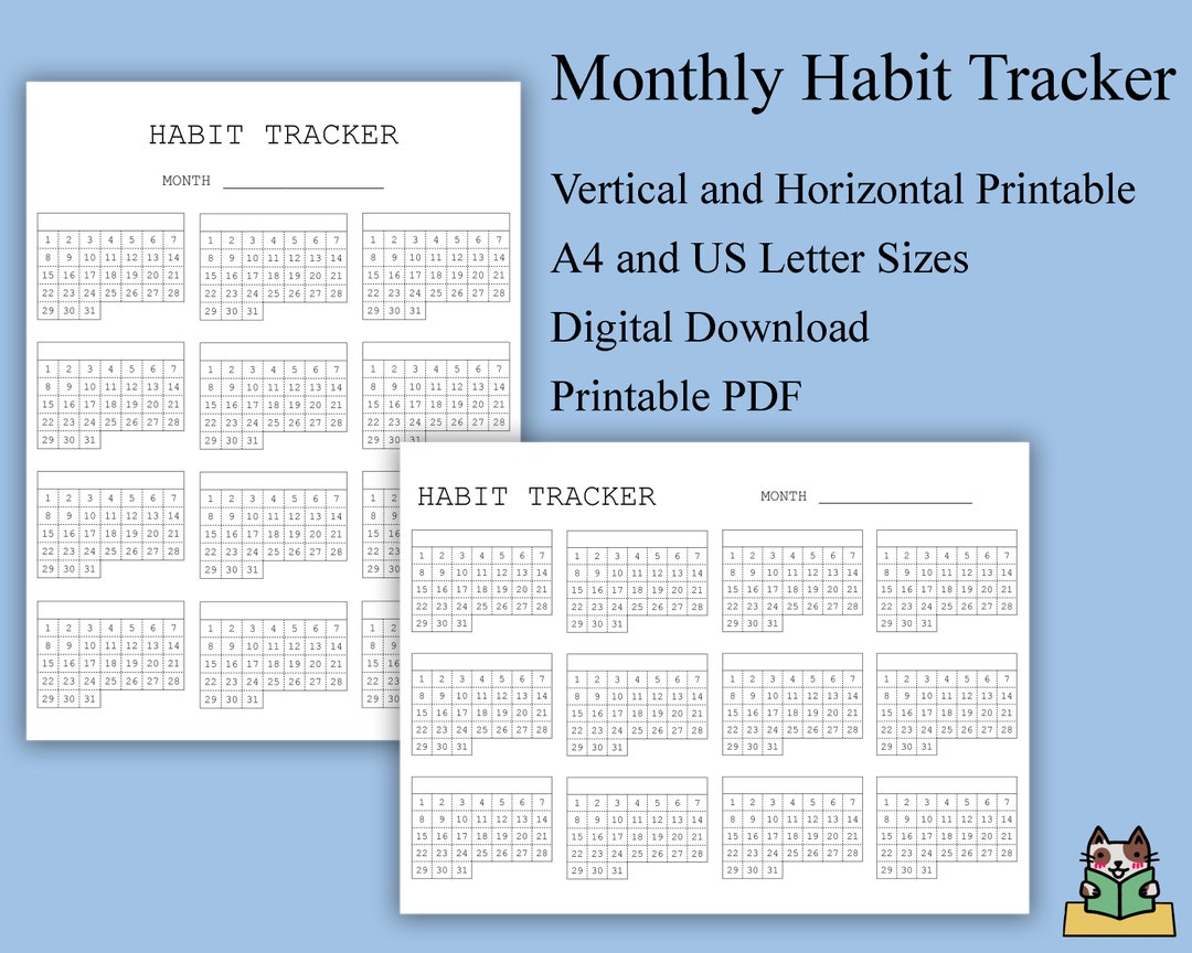 Monthly Habit Tracker Printable PDF Template - Etsy