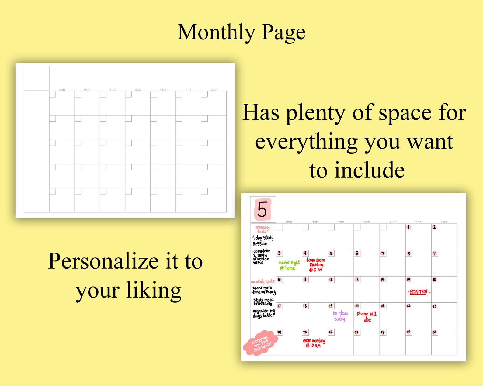 1 Month Digital Student Study Planner With Hyperlinks for iPad ...