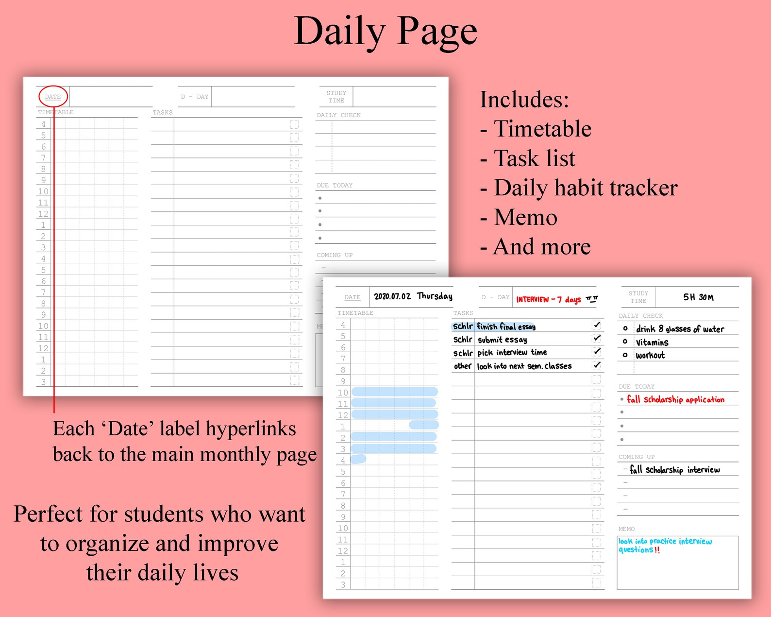 6 Month Digital Student Study Planner With Hyperlinks for iPad ...