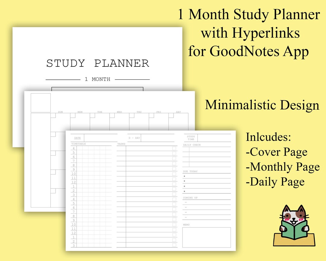 1 Month Digital Student Study Planner With Hyperlinks for iPad ...