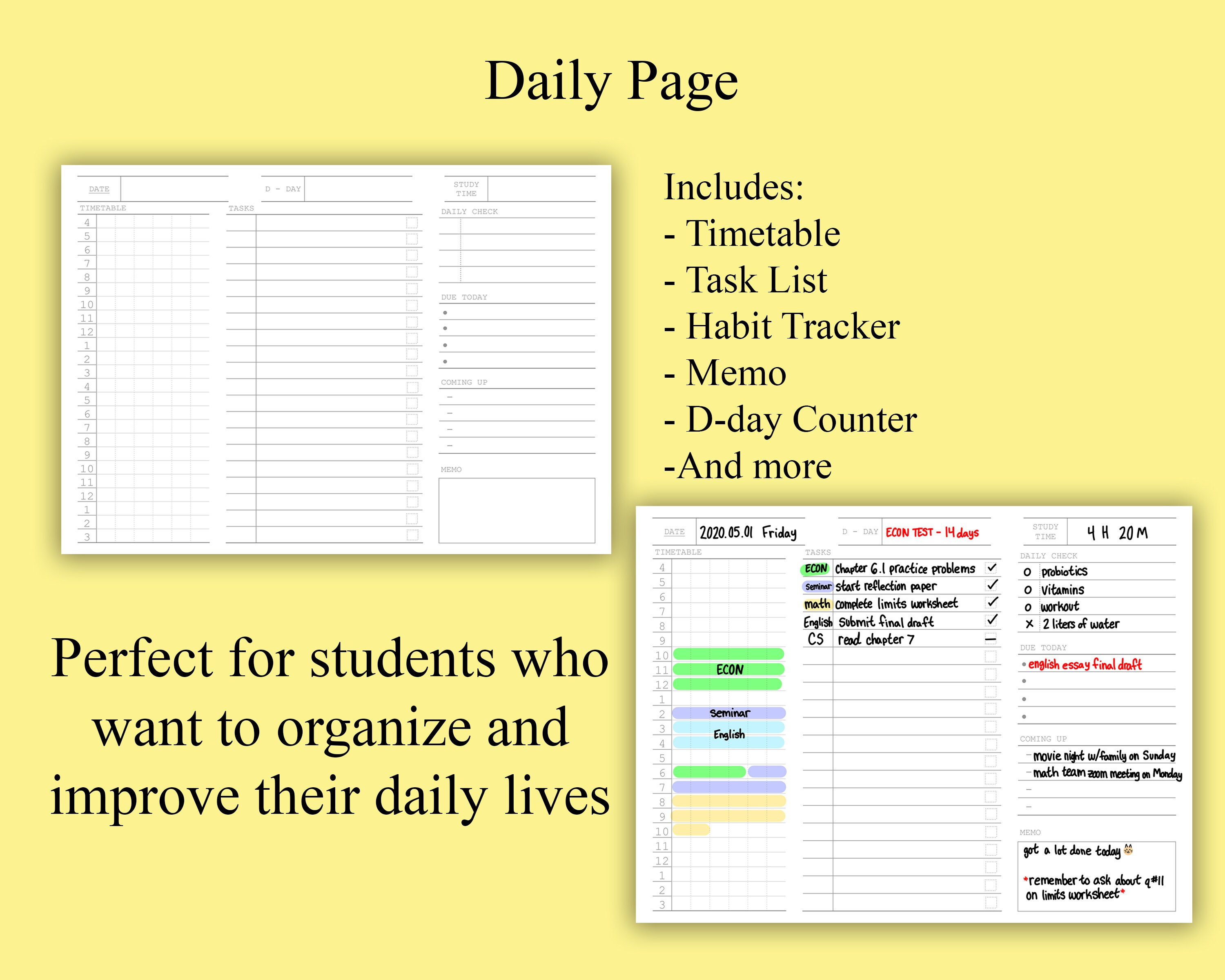 1 Month Digital Student Study Planner With Hyperlinks for iPad ...