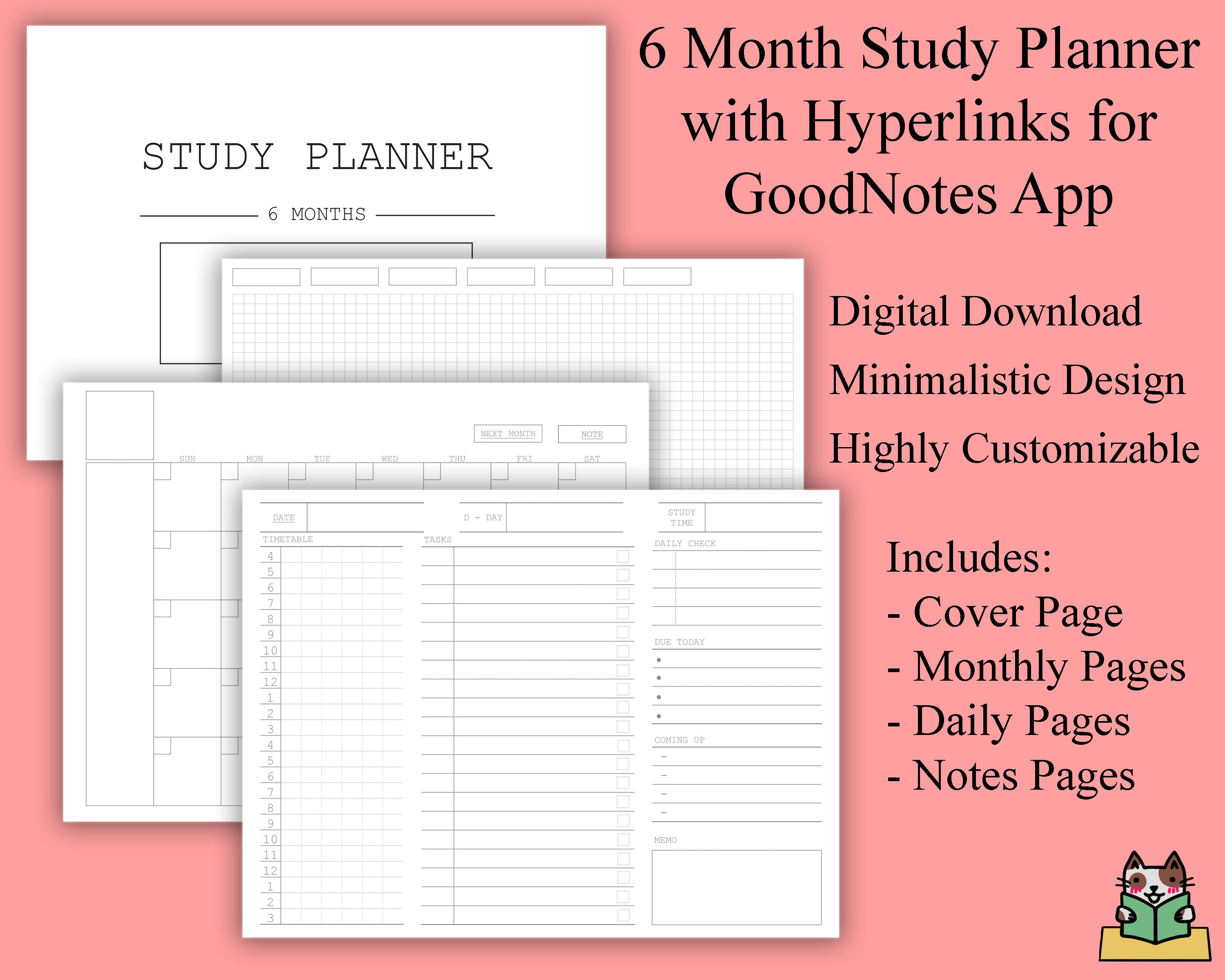 6 Month Digital Student Study Planner With Hyperlinks for iPad ...