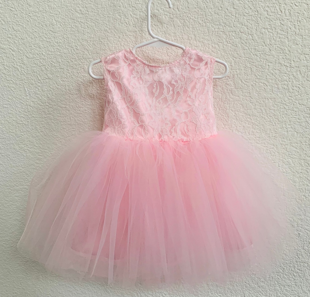 Girls Pink Party Dress Lace and Tulle With Sequin Bow - Etsy