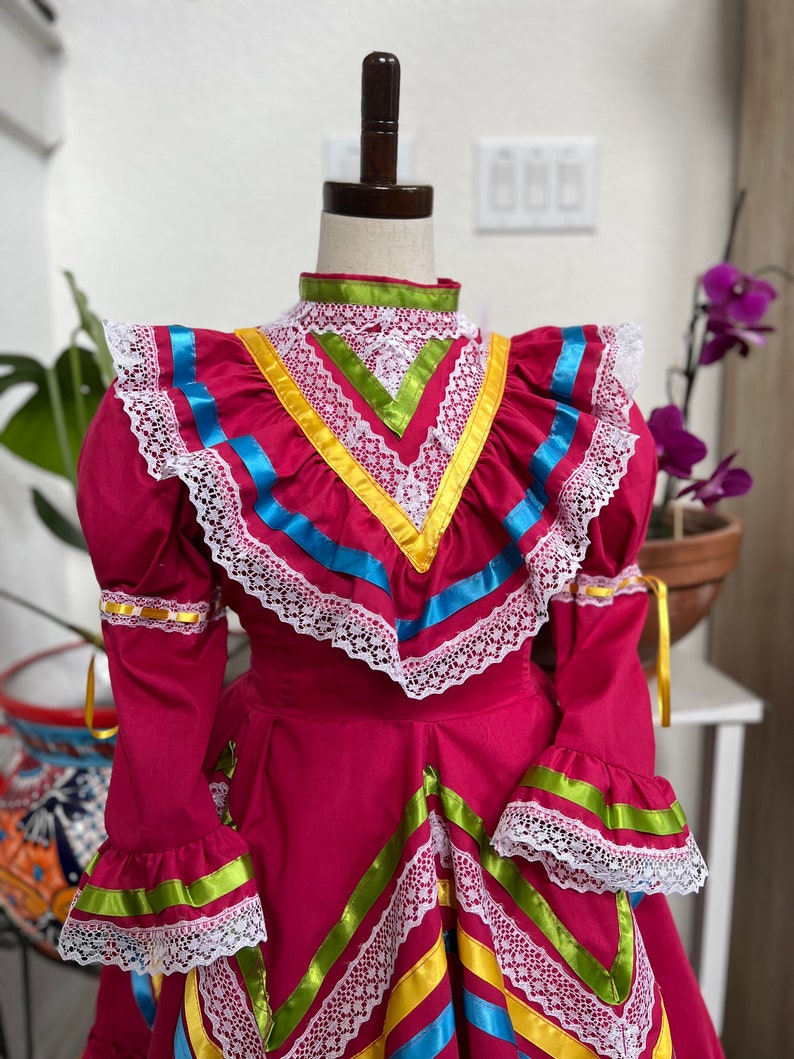 Girls Jalisco Dress Folkloric | Ribbon Dress With Circle Skirt of the ...