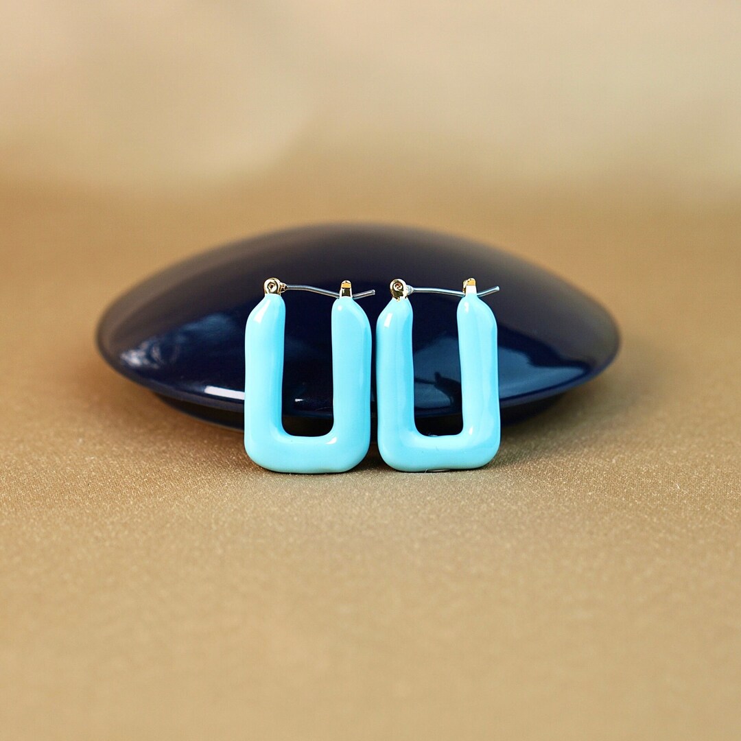 Enamel Geometric Minimalist Stud Earring - Etsy