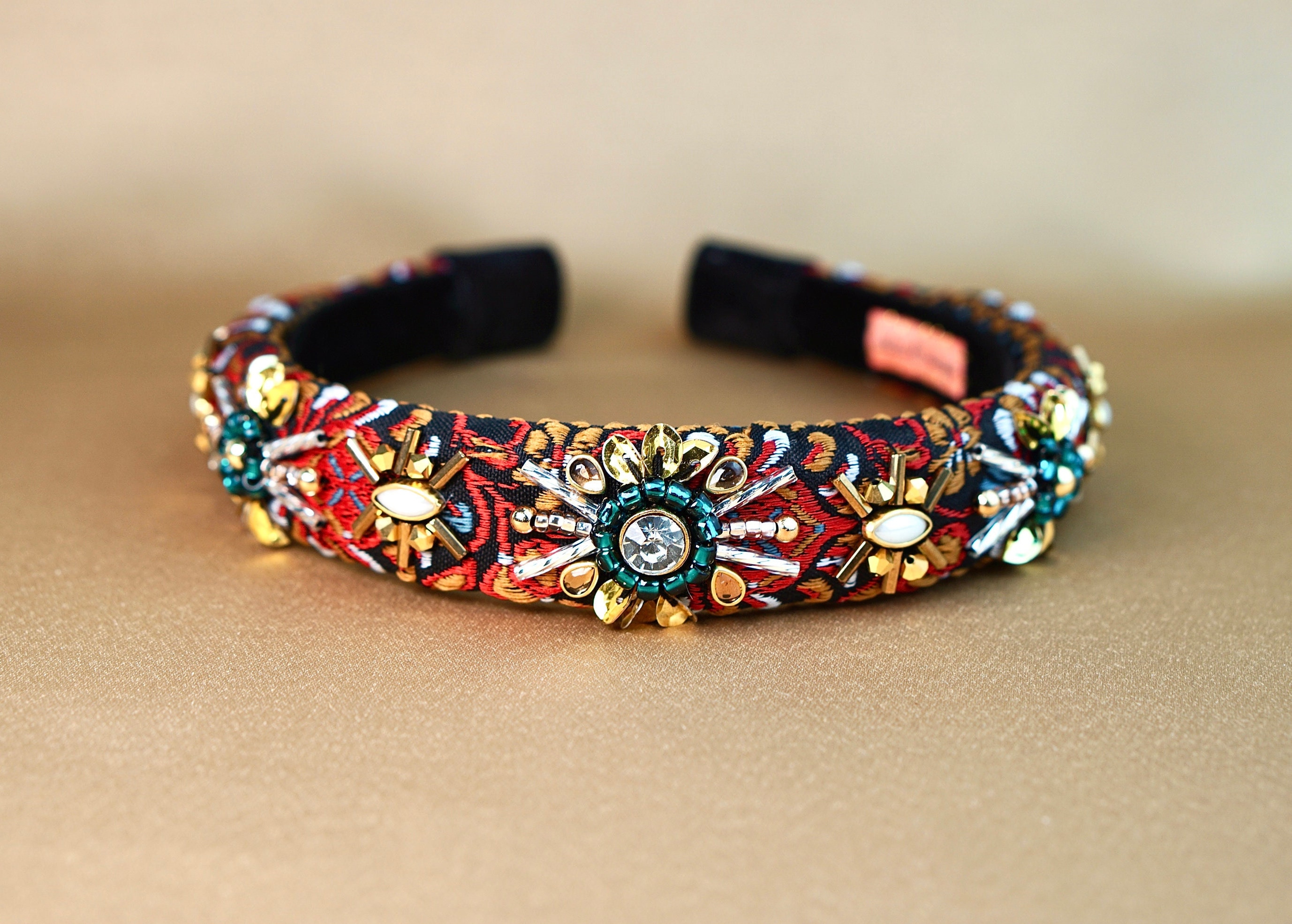 HANDMADE - Jacquard Beaded Headband Unique Design 4 - Etsy