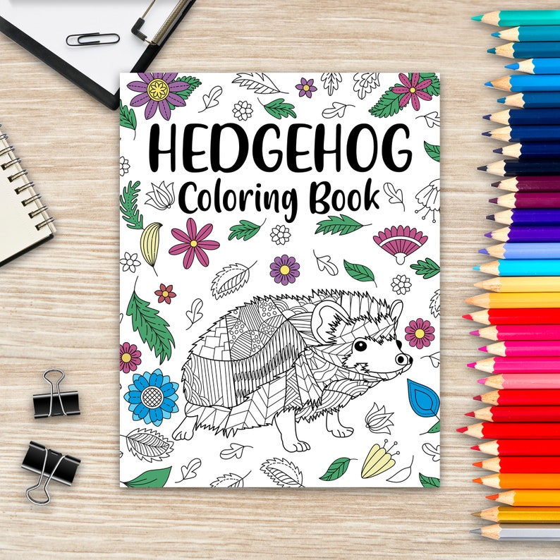 Hedgehog Coloring Book Coloring Books for Adults Hedgehog - Etsy