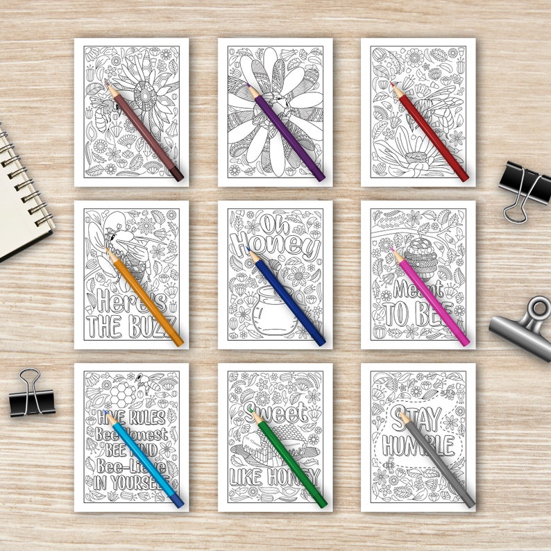 Bee Coloring Book Adult Coloring Book Bee Lover Gift Floral - Etsy