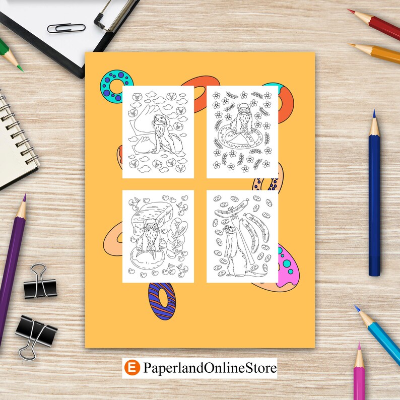 Kawaii Food and Ferret Coloring Book: Funny Animal Art Pages - Etsy