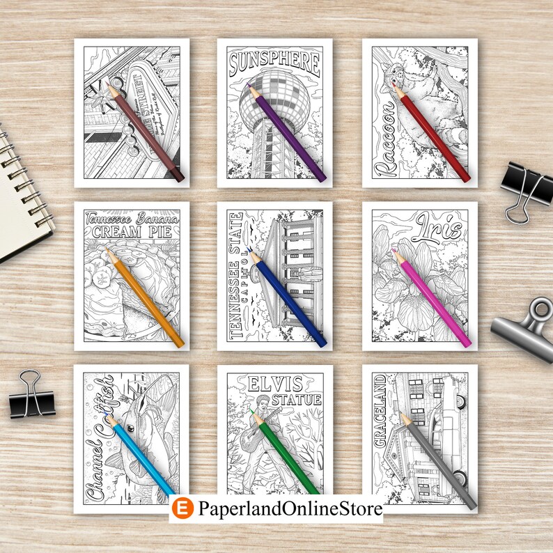 Tennessee Coloring Book Adult Painting on USA States - Etsy