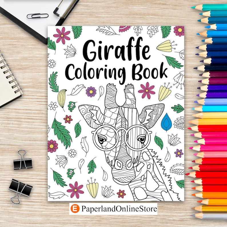 Giraffe Coloring Book Adult Coloring Book Animal Coloring - Etsy
