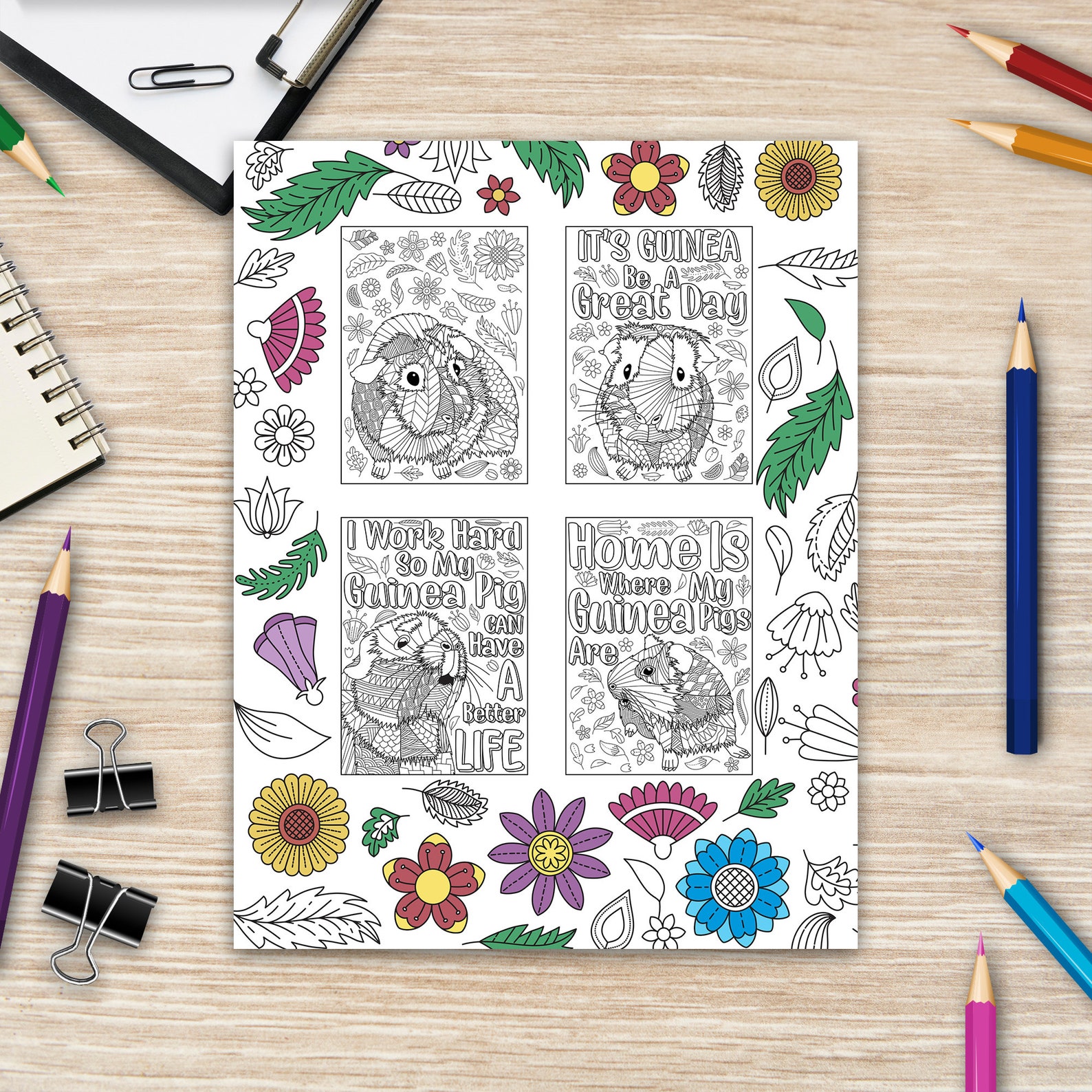 Guinea Pig Coloring Book Adult Coloring Book Cavy Owner - Etsy
