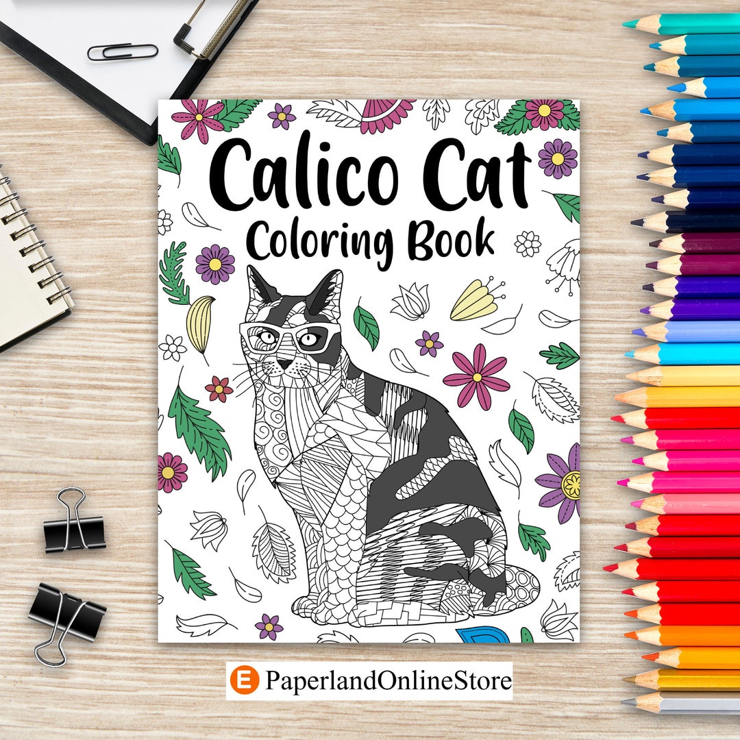 Calico Cat Coloring Book, Zentangle Animal, Floral and Mandala Paisley ...