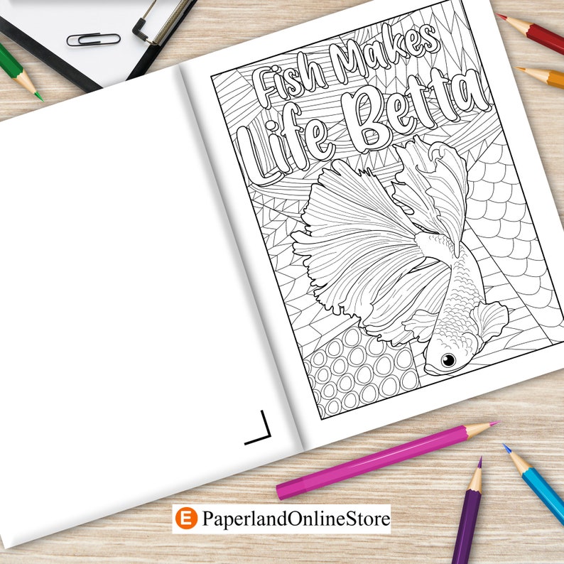 Betta Coloring Book Adult Coloring Book Fish Coloring Book | Etsy