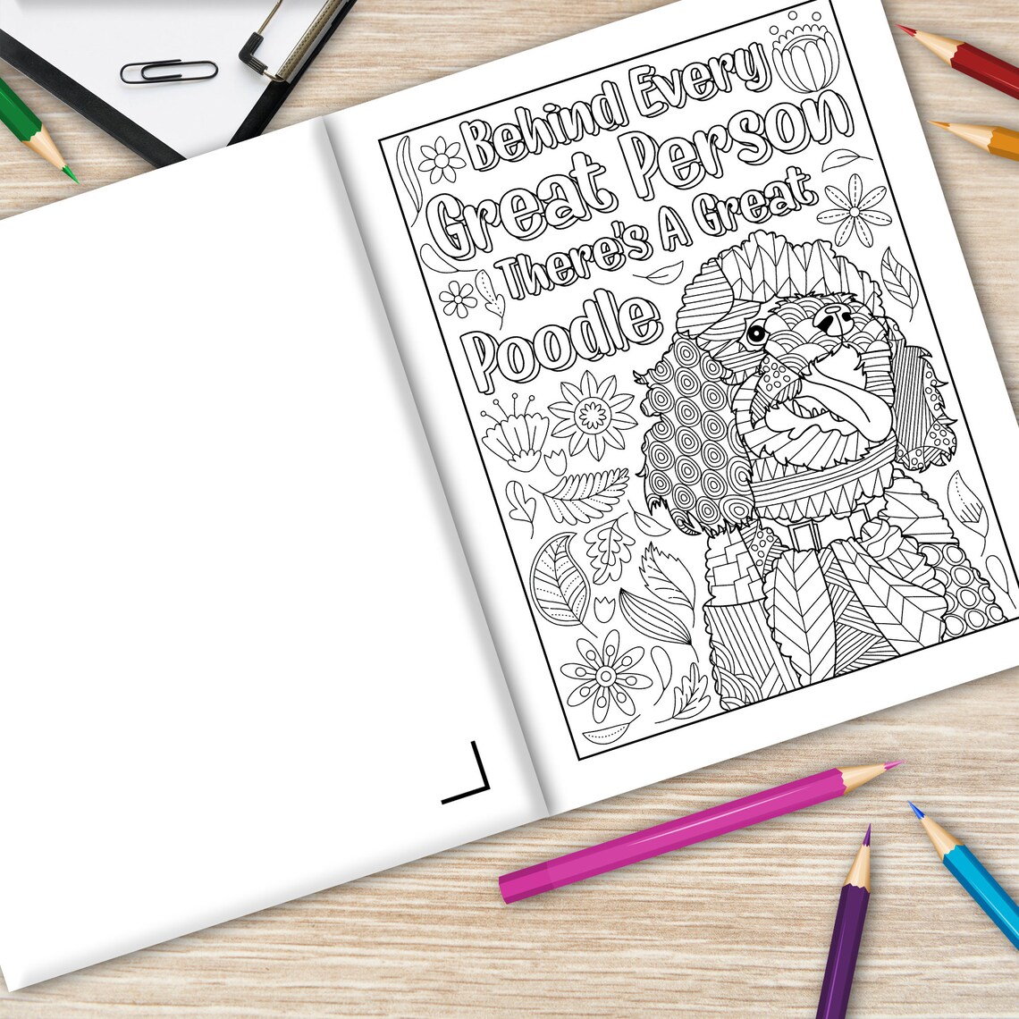 Poodle Coloring Book Adult Coloring Book Animal Coloring | Etsy
