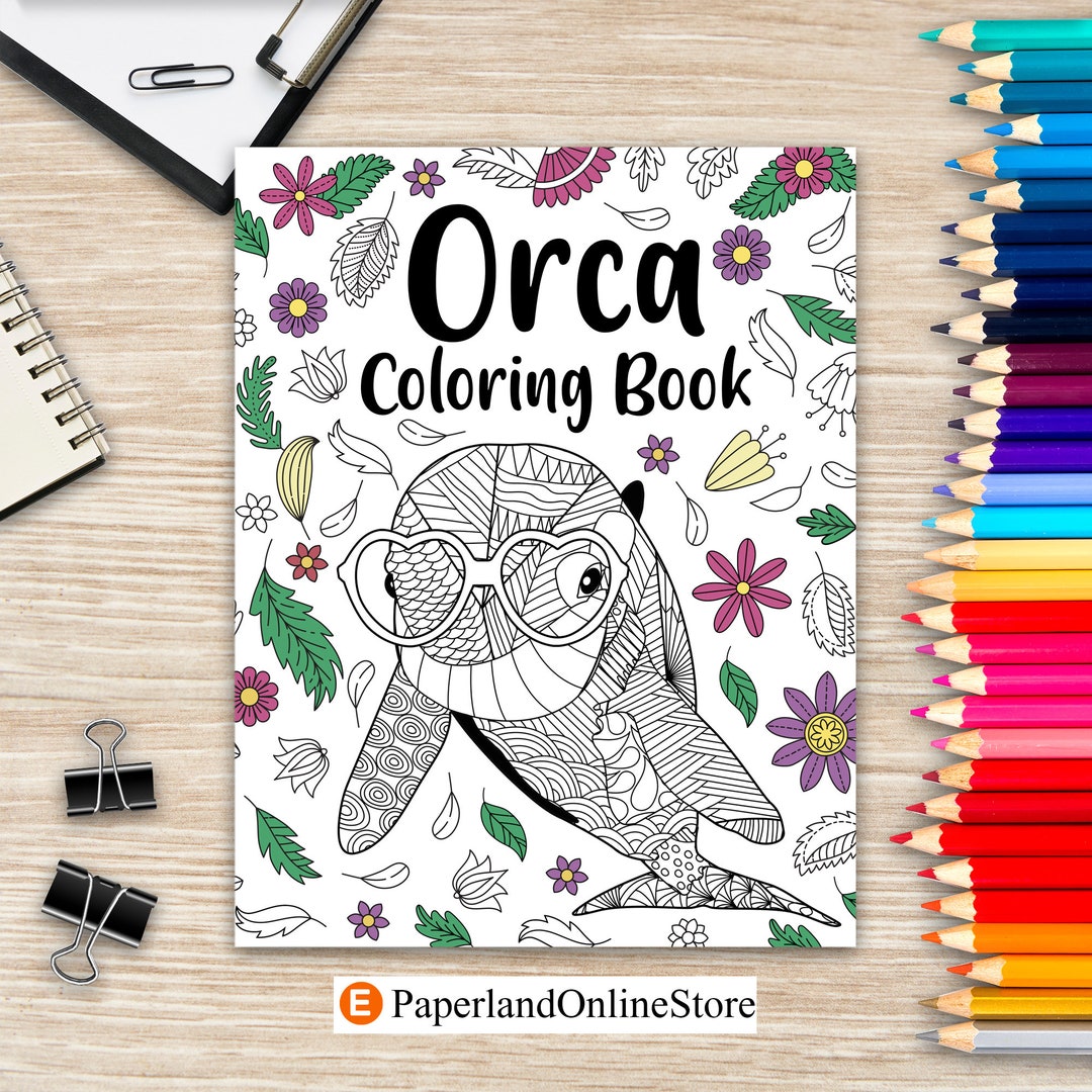 Orca Coloring Book, Activity Coloring Books for Adults, Floral Mandala ...
