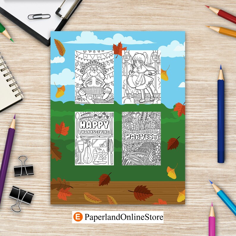 Kawaii Chibi Thanksgiving Coloring Book for Kids and Adults - Etsy