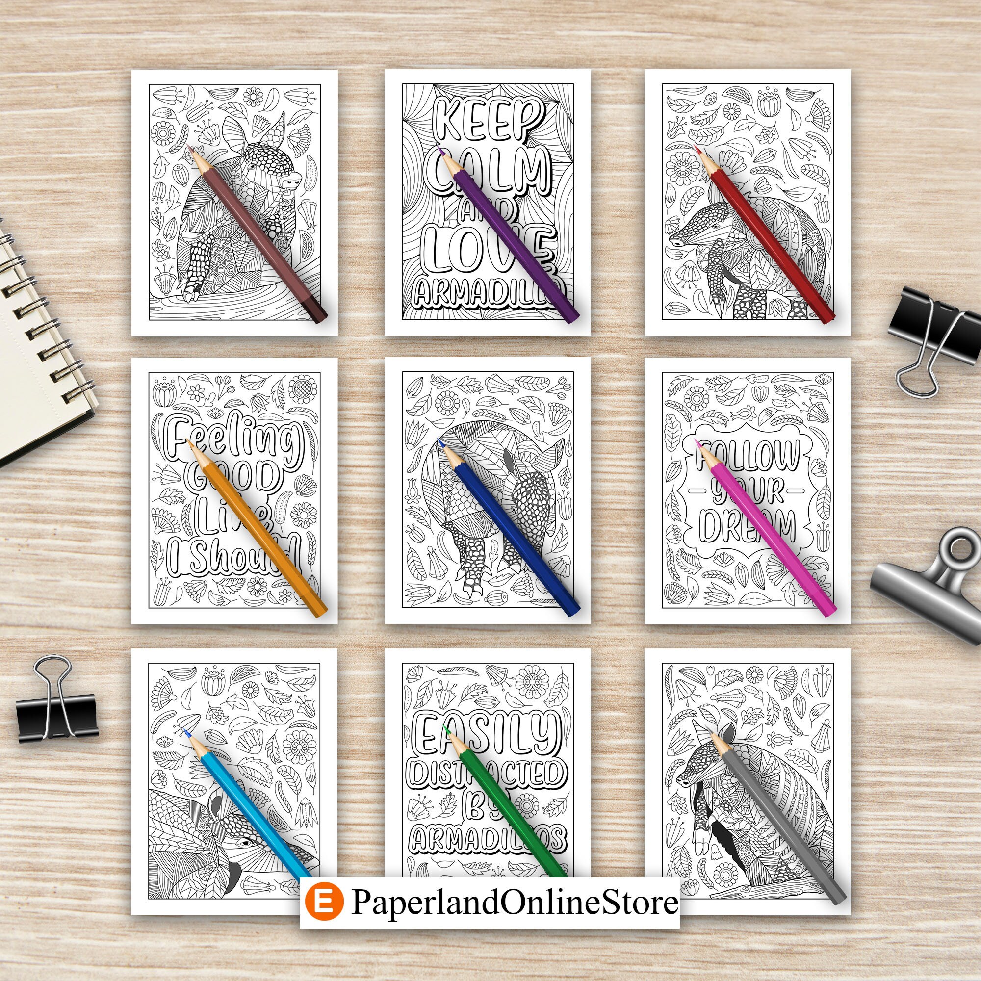 Armadillo Coloring Book: Mandala Zentangle Animal Designs - Etsy