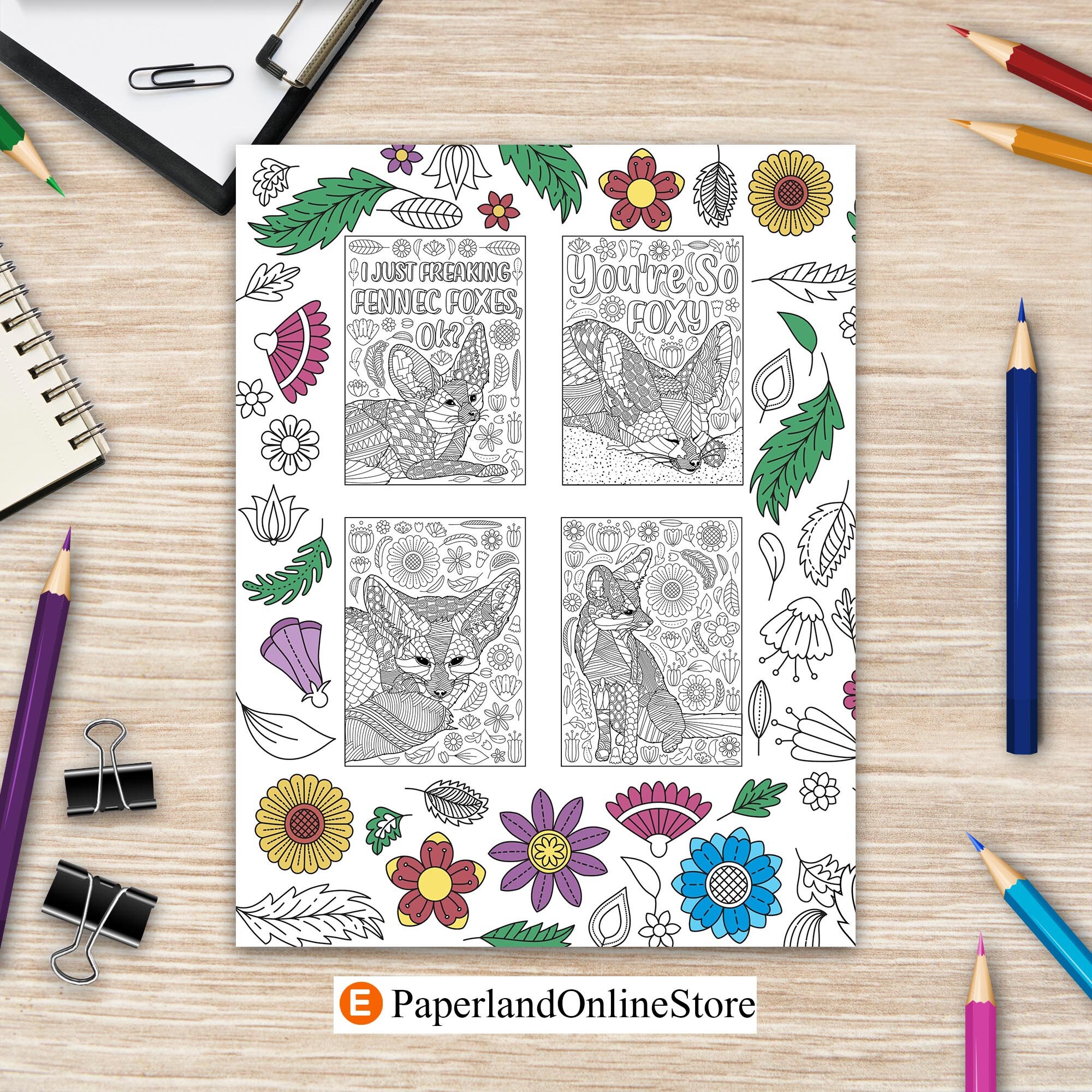 Fennec Fox Coloring Book Coloring Books for Adults Gifts for - Etsy