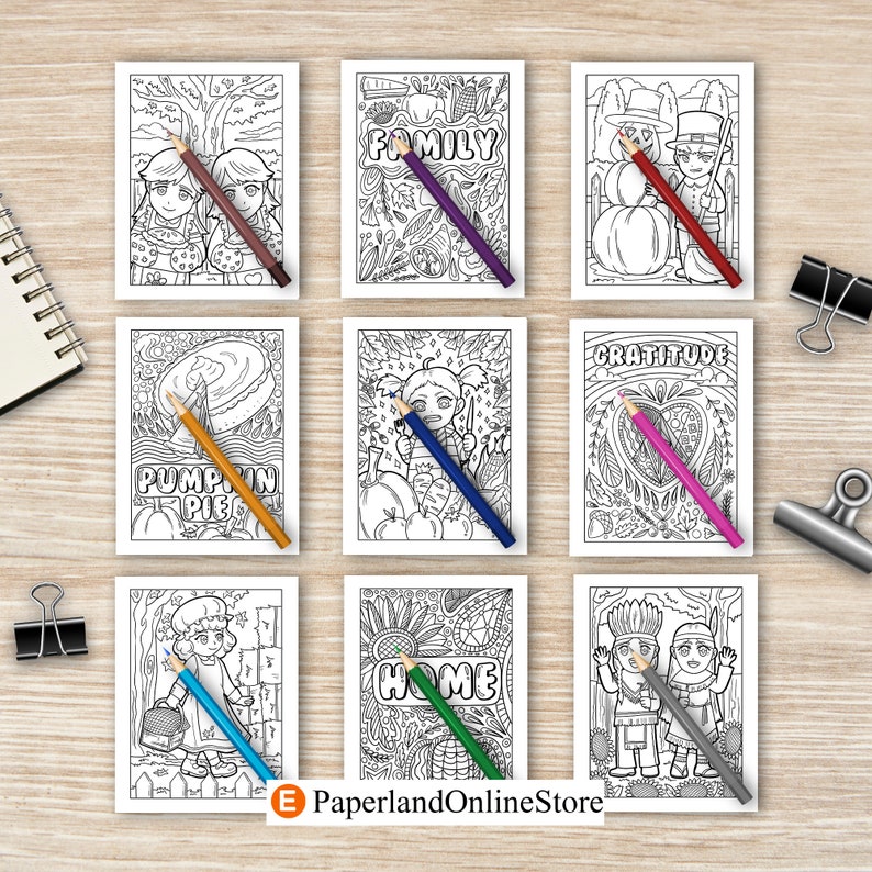 Kawaii Chibi Thanksgiving Coloring Book for Kids and Adults - Etsy