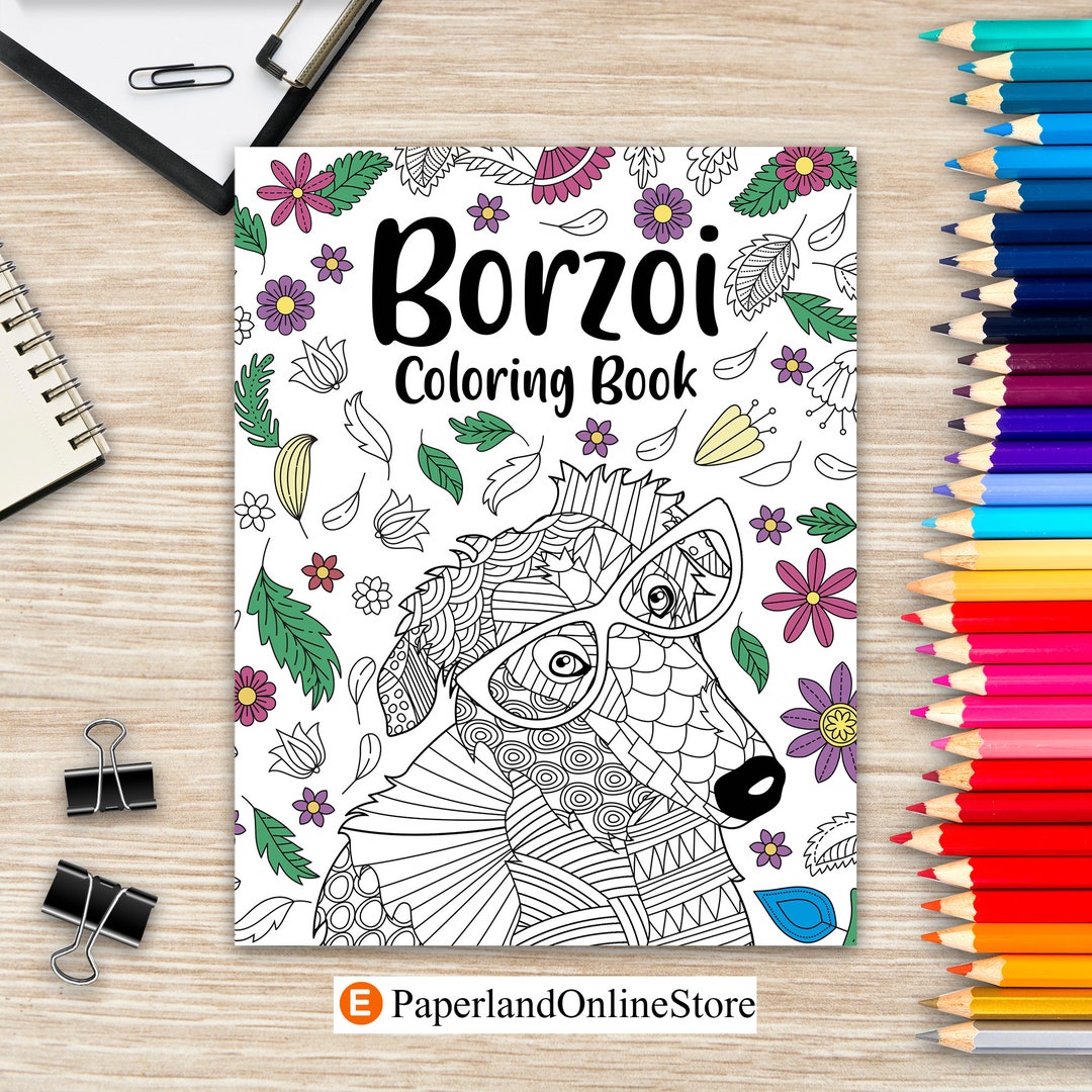 Borzoi Coloring Book, Coloring Books for Adults, Borzoi Zentangle ...