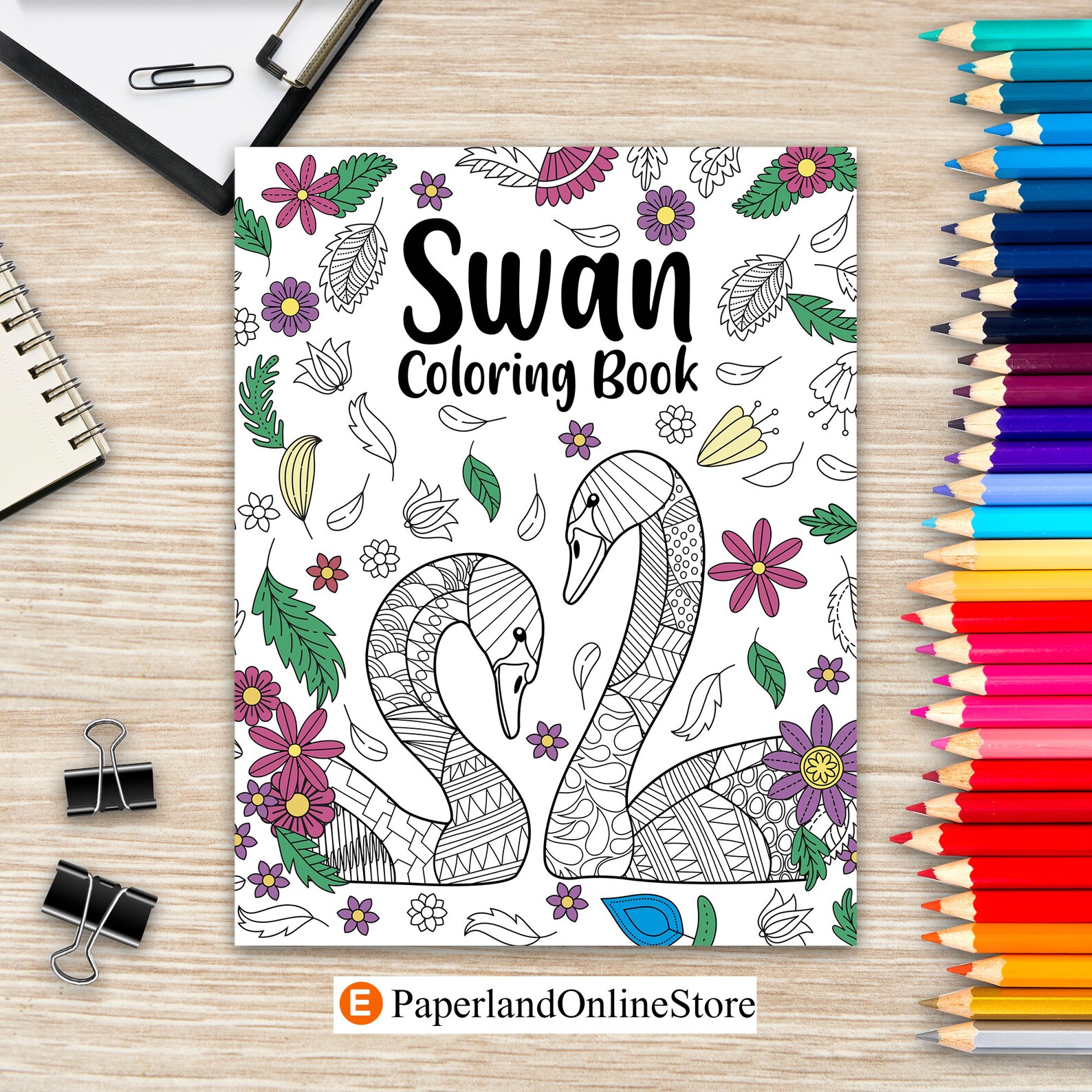 Swan Coloring Book Adult Coloring Book Animal Coloring Book | Etsy
