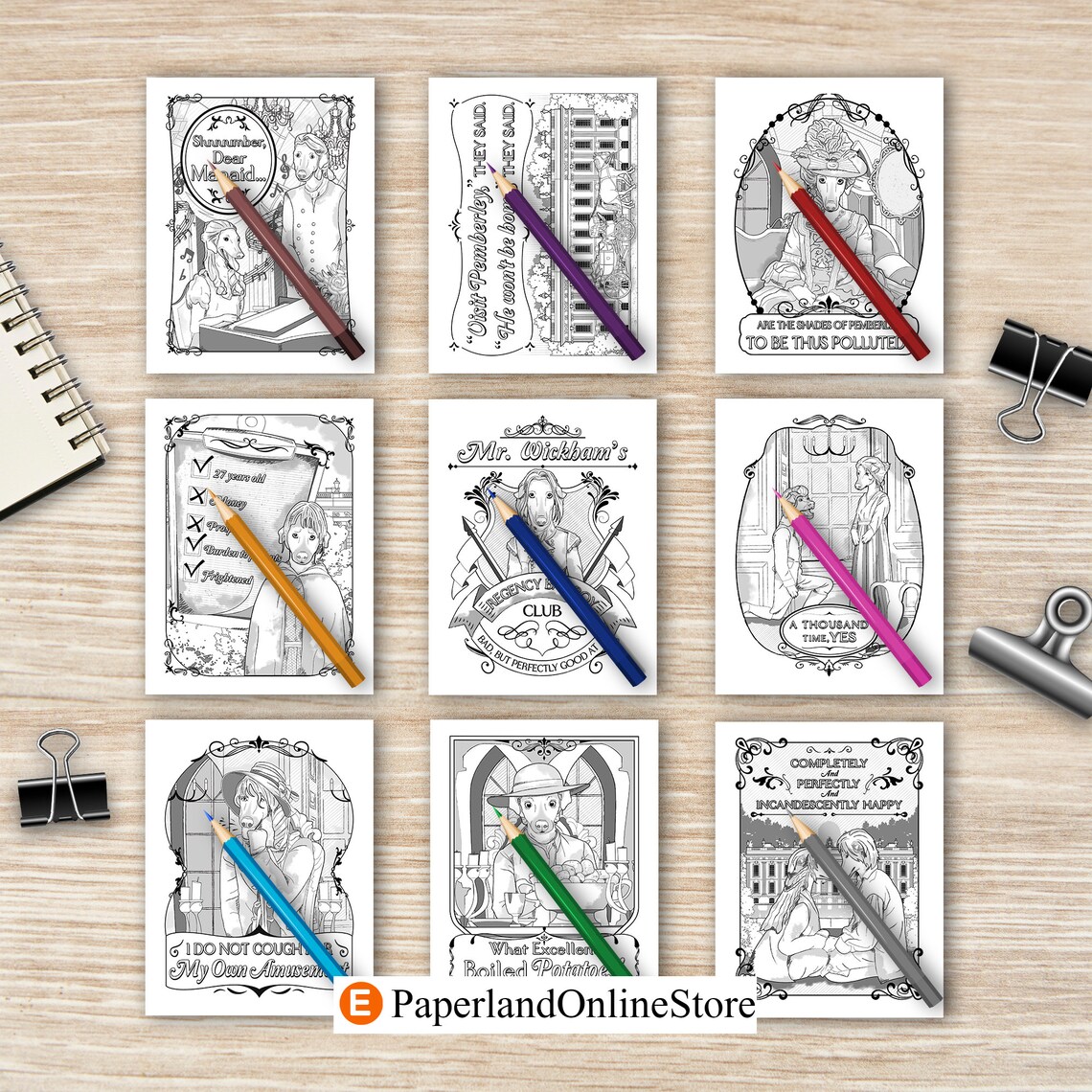 Pride and Prejudice Coloring Book Greyhound Version Coloring - Etsy