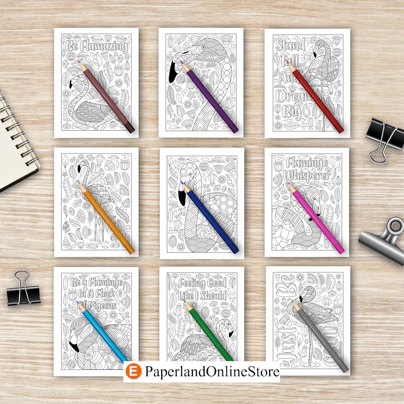 Flamingo Coloring Book Coloring Books for Adults Flamingo - Etsy