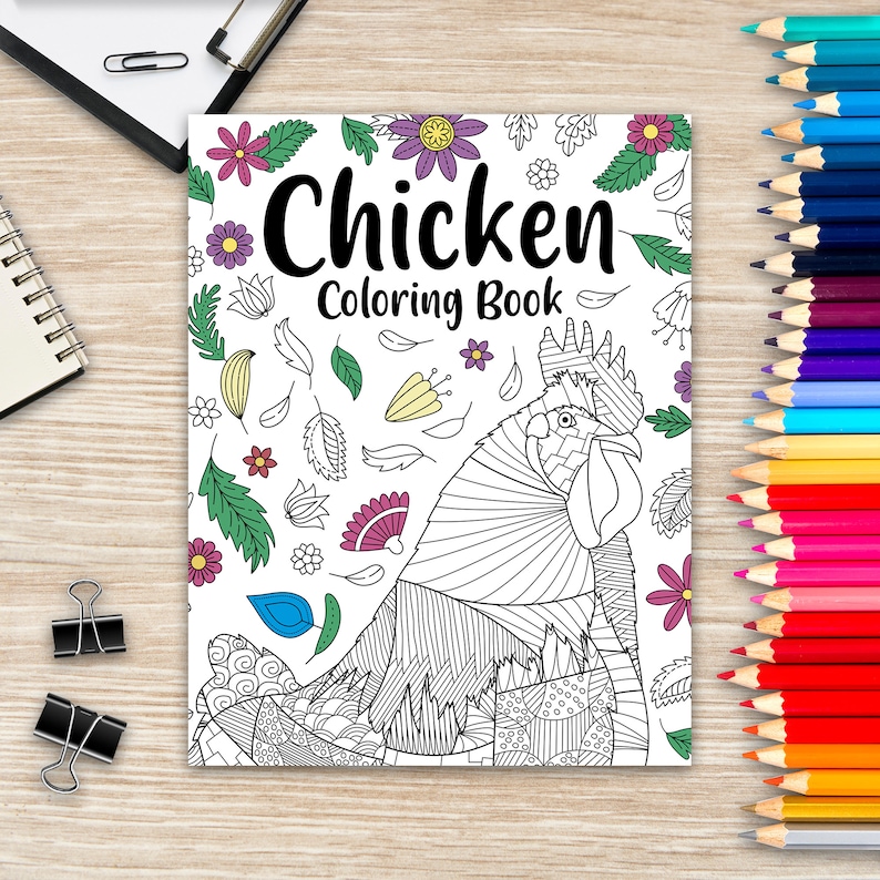 Chicken Coloring Book Adult Coloring Book Backyard Chicken - Etsy