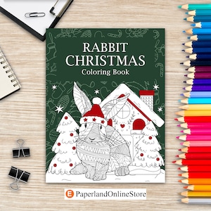 Rabbit Christmas Coloring Book, Coloring Books for Adult, Merry ...