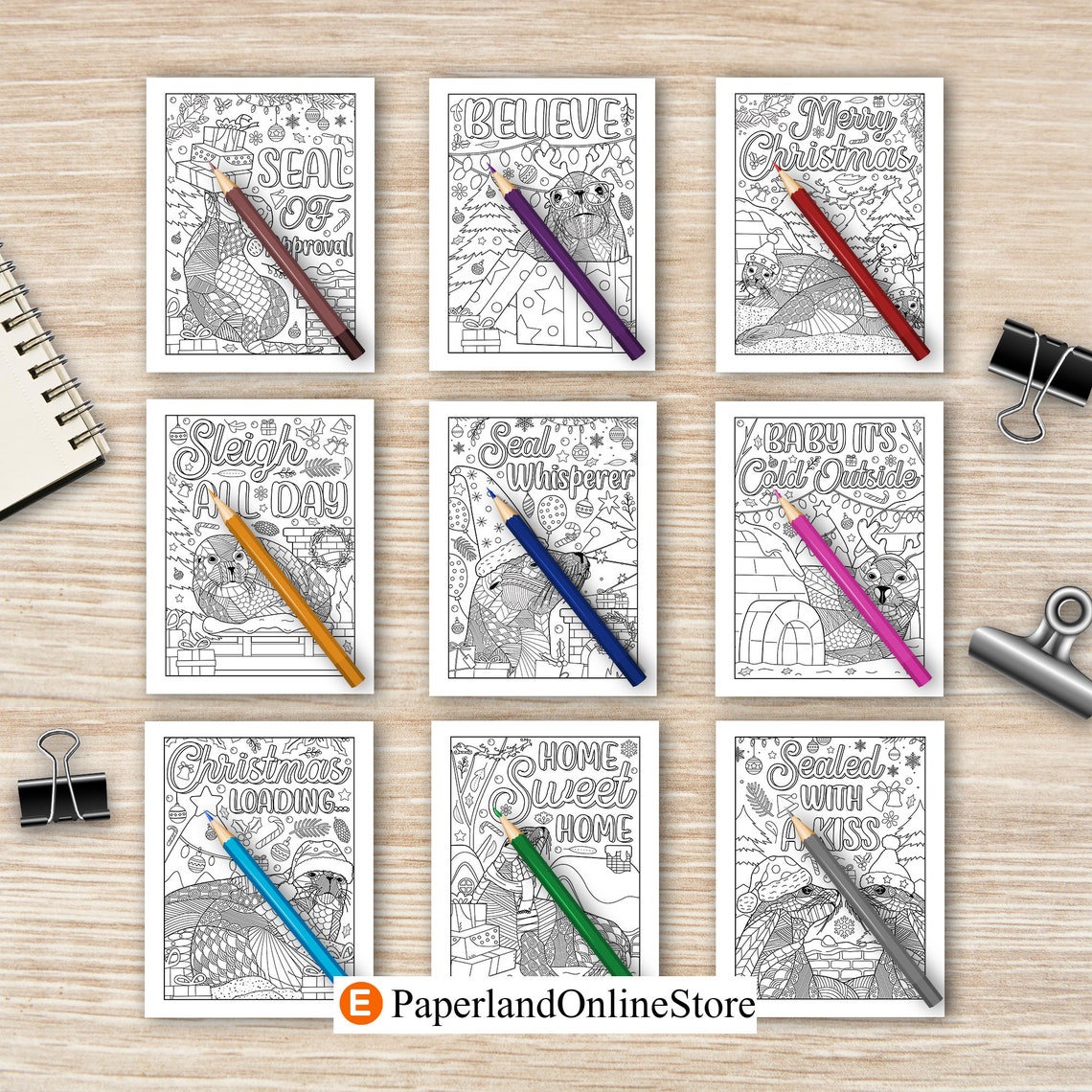 Seal Christmas Coloring Book Coloring Books for Adults Merry - Etsy