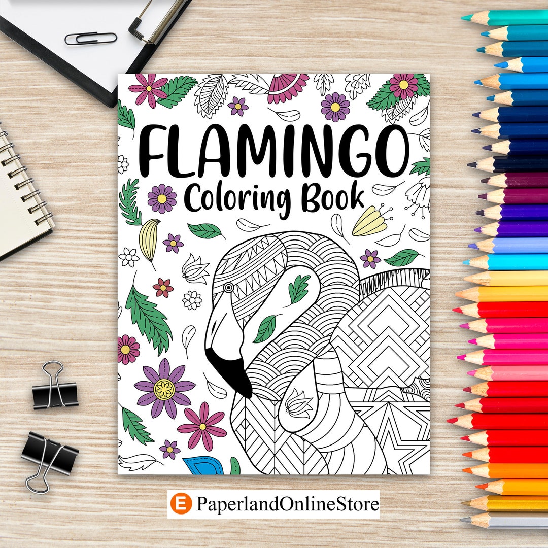 Flamingo Coloring Book, Coloring Books for Adults, Flamingo Zentangle ...