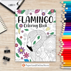 Flamingo Coloring Book, Coloring Books for Adults, Flamingo Zentangle ...