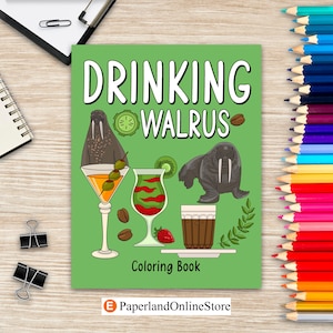 Drinking Walrus Coloring Book Coloring Books for Adult Zoo - Etsy