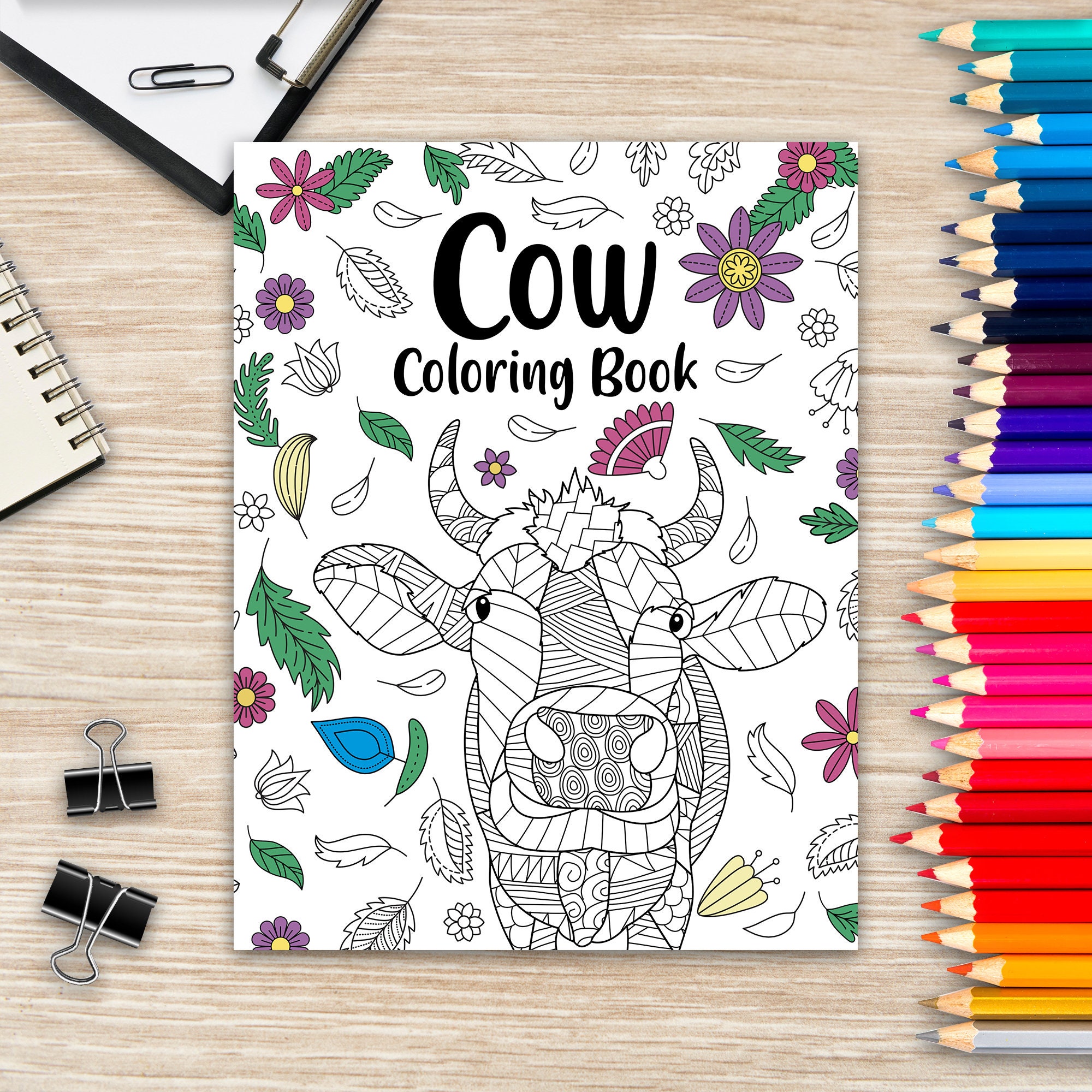 Cow Coloring Book Adult Coloring Book Cow Owner Gift Floral - Etsy