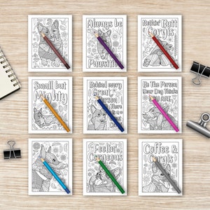Corgi Coloring Book, Adult Coloring Book, Dog Lover Gift, Corgi Gifts ...
