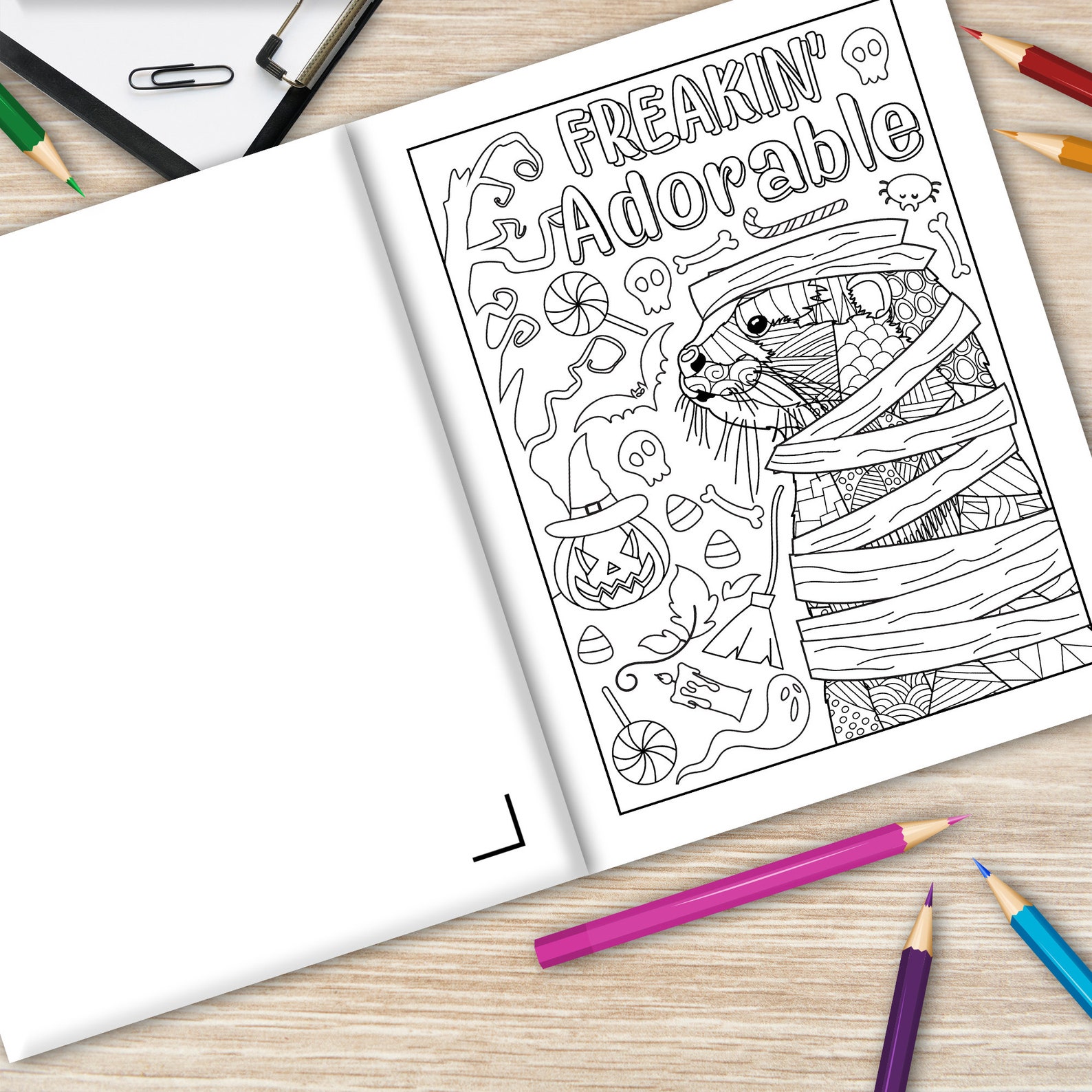 Otter Halloween Coloring Book, Coloring Books for Adults, Zentangle ...