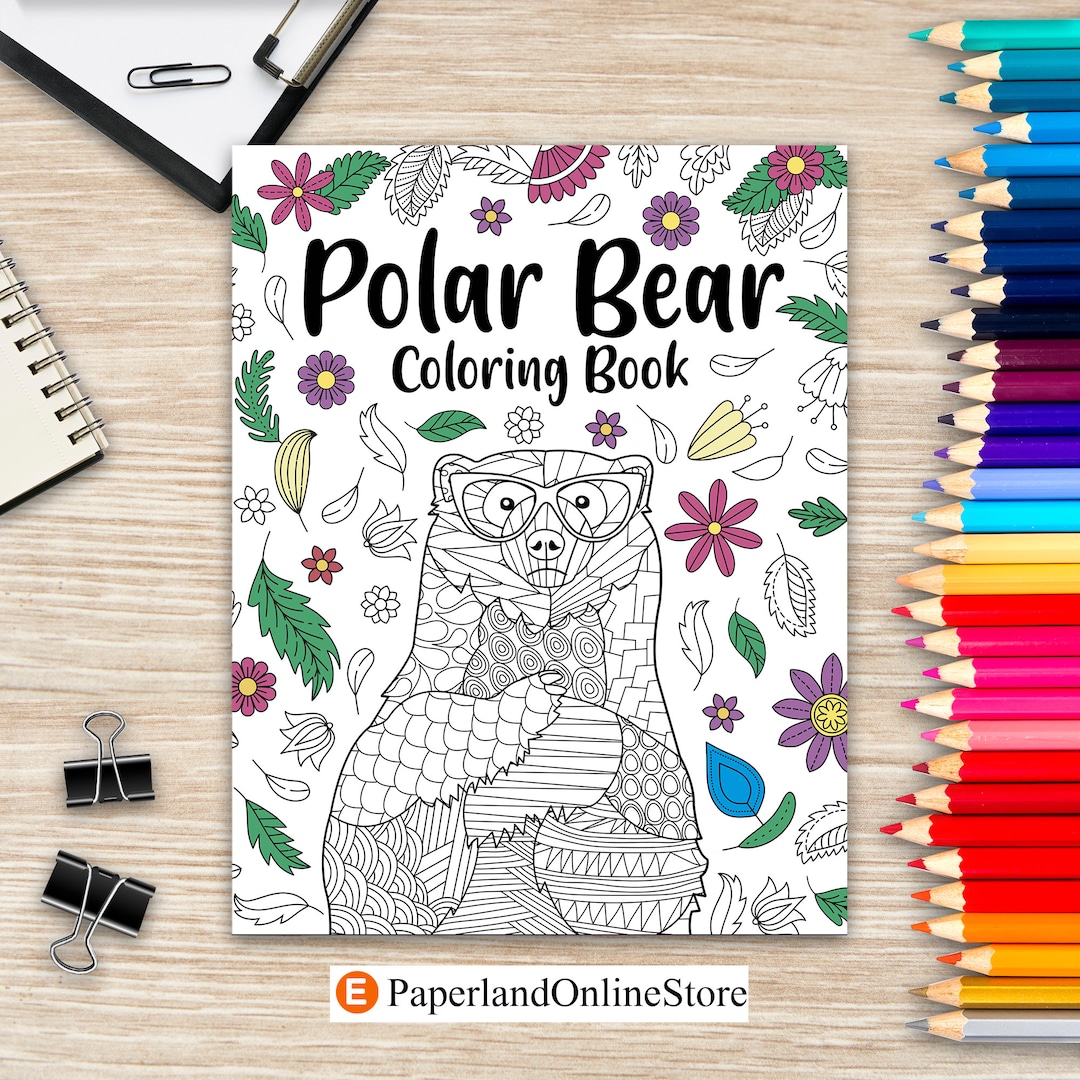 Polar Bear Coloring Book, Coloring Books for Adults, Gifts for Animal ...